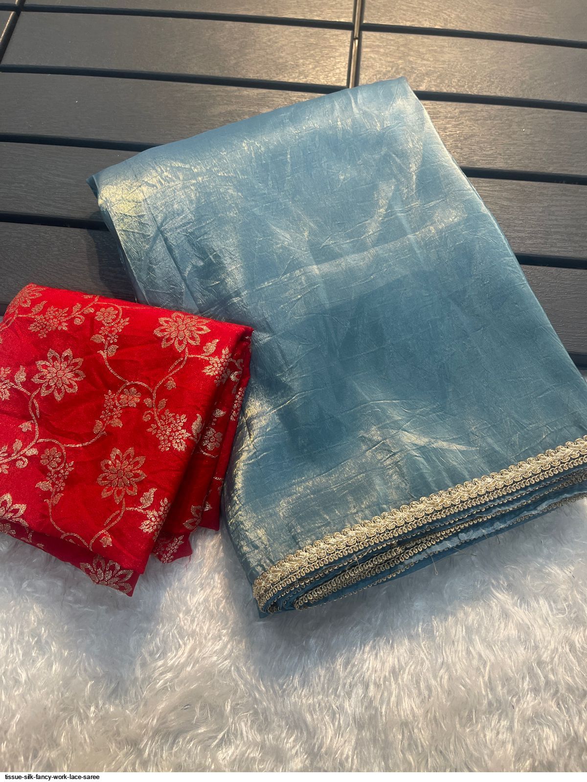 Tissue Silk Fancy Work Lace Saree