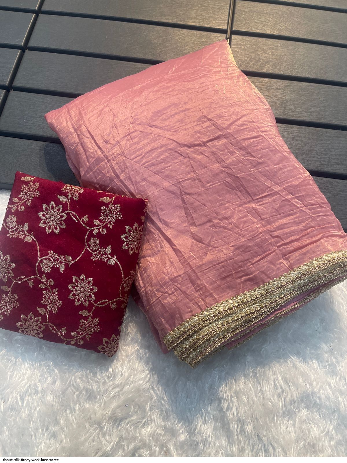 Tissue Silk Fancy Work Lace Saree