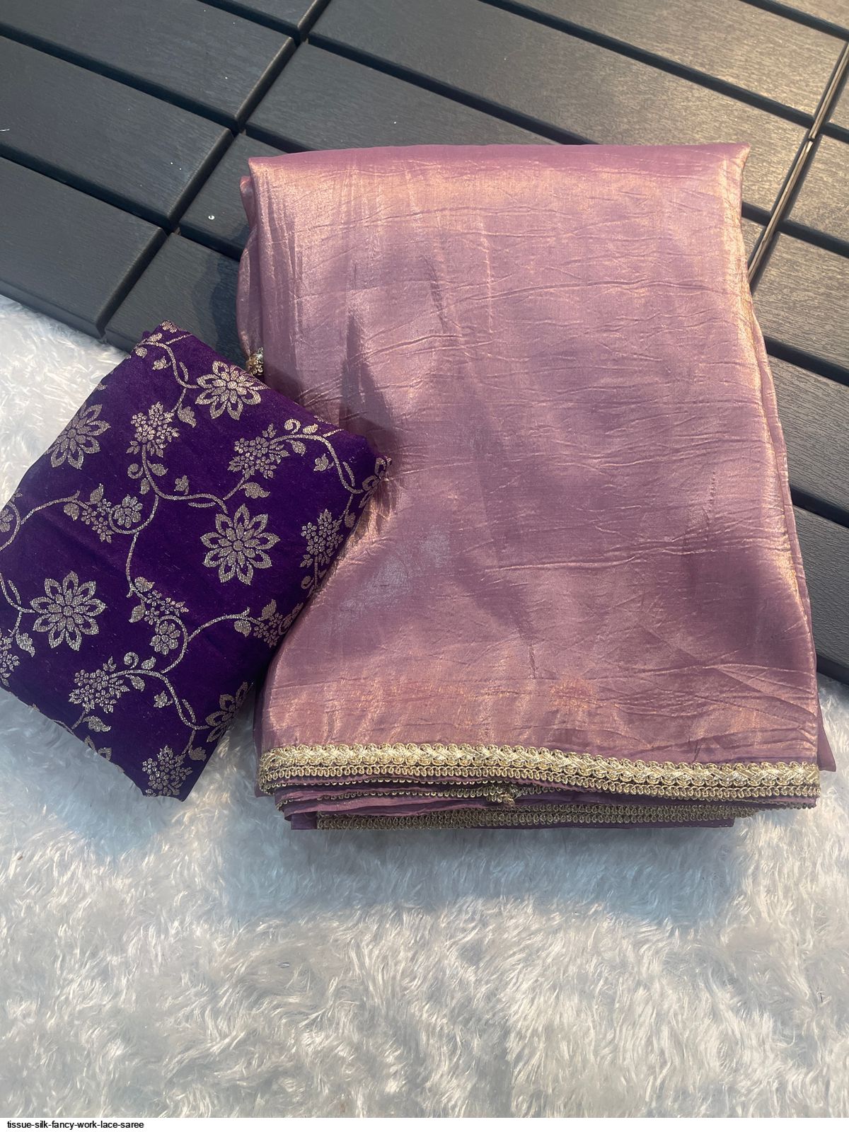 Tissue Silk Fancy Work Lace Saree