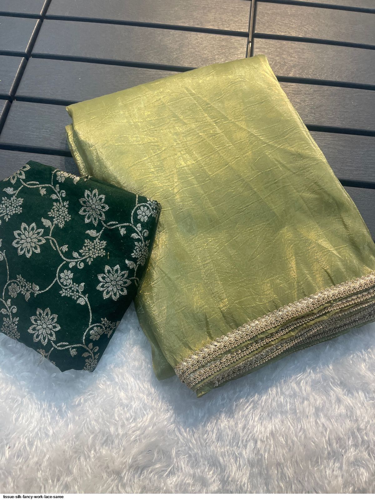 Tissue Silk Fancy Work Lace Saree