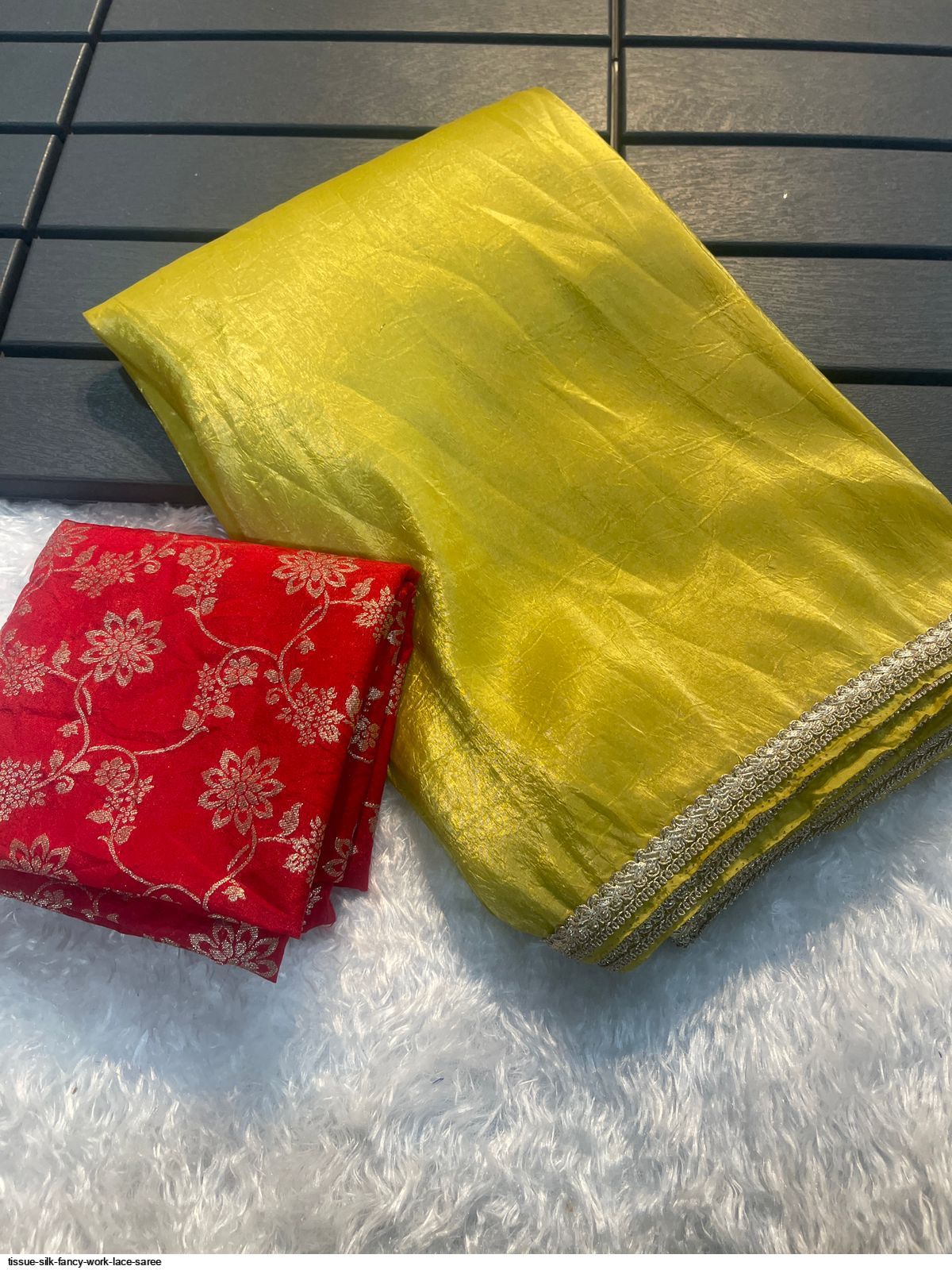 Tissue Silk Fancy Work Lace Saree