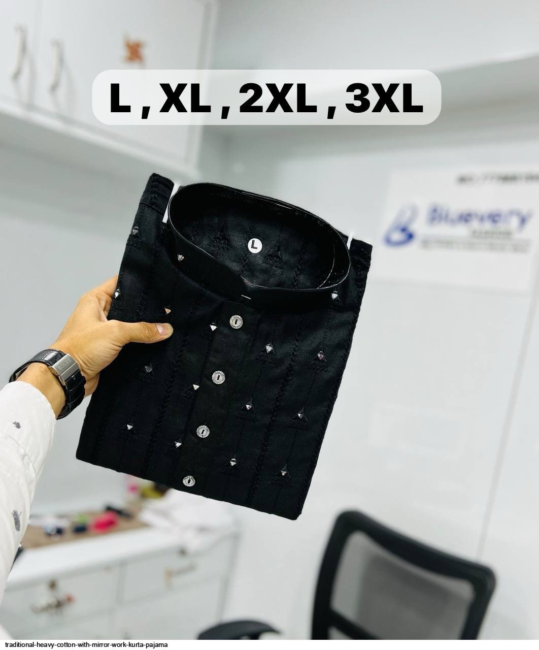 TRADITIONAL HEAVY COTTON WITH MIRROR WORK KURTA pajama