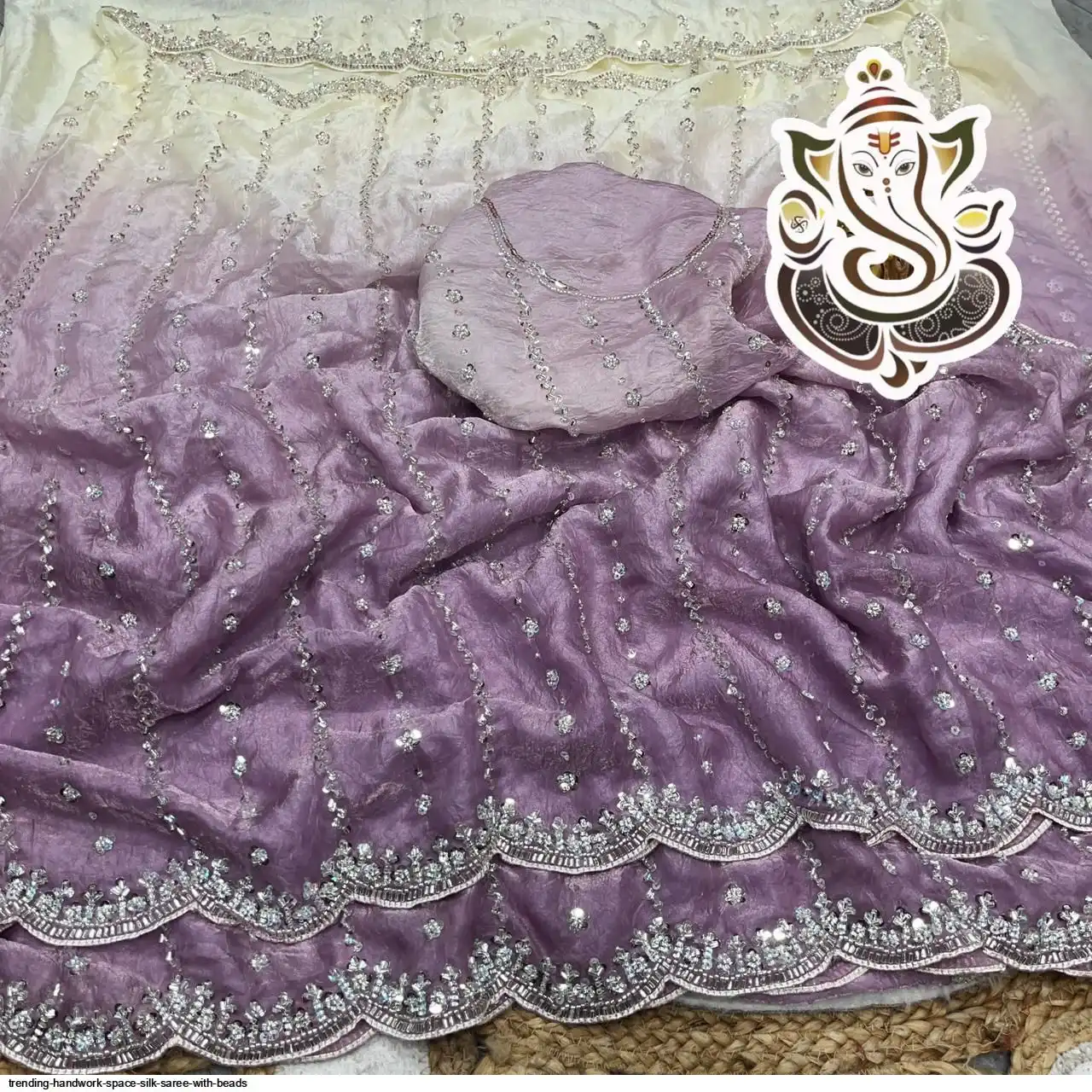 Trending Space Silk Saree – Handwork & Beads Wholesale