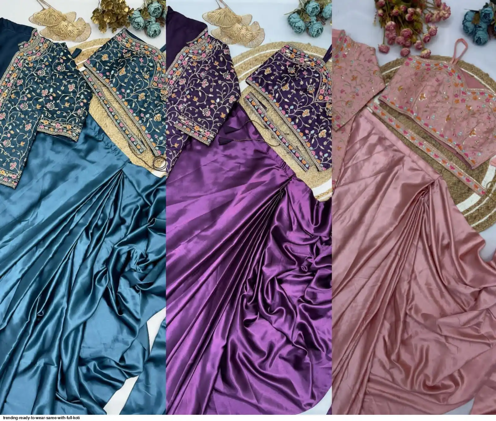 Trending ready to wear saree with full koti