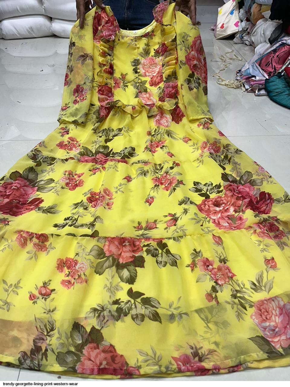 trendy georgette lining print western wear