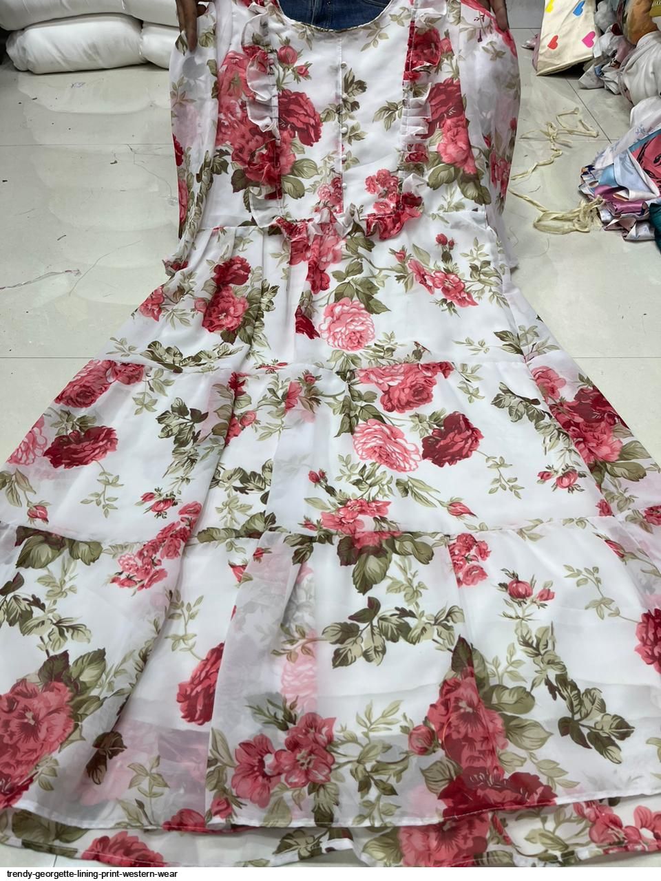 trendy georgette lining print western wear