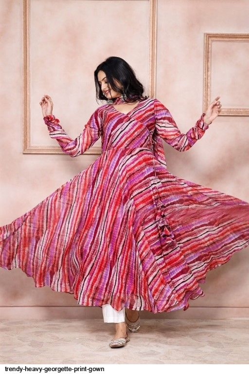 TRENDY HEAVY GEORGETTE PRINT GOWN