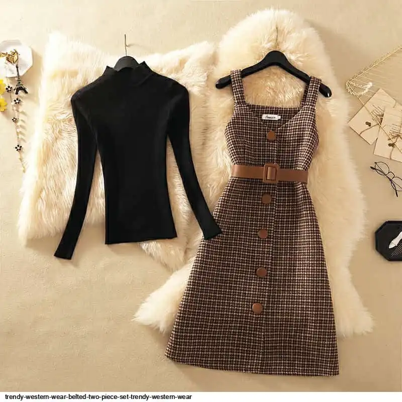 trendy western wear Belted Two Piece Set trendy western wear