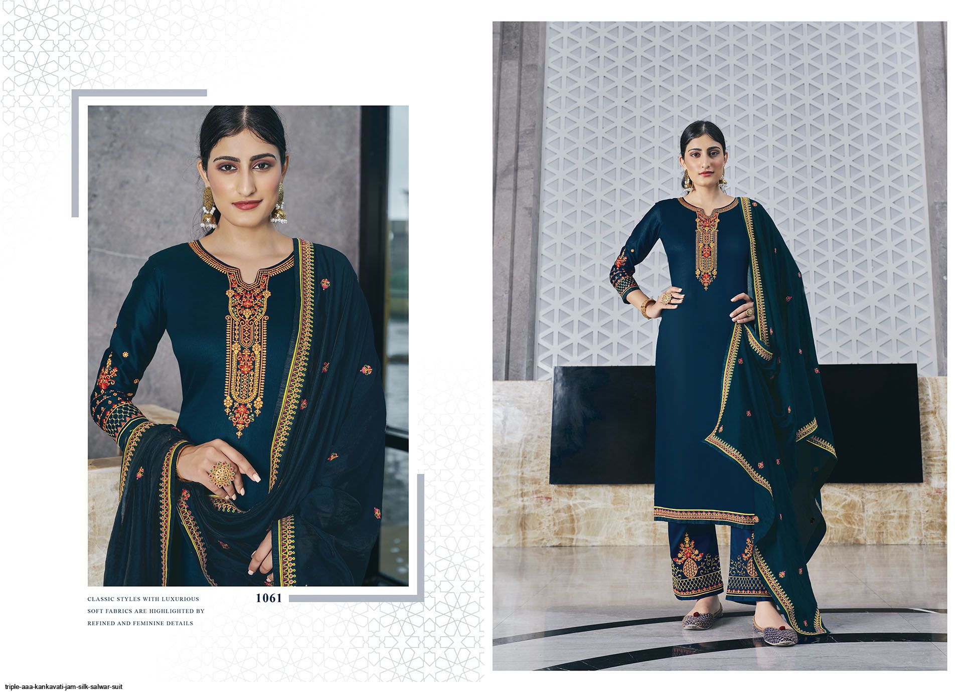 triple aaa kankavati jam silk salwar suit