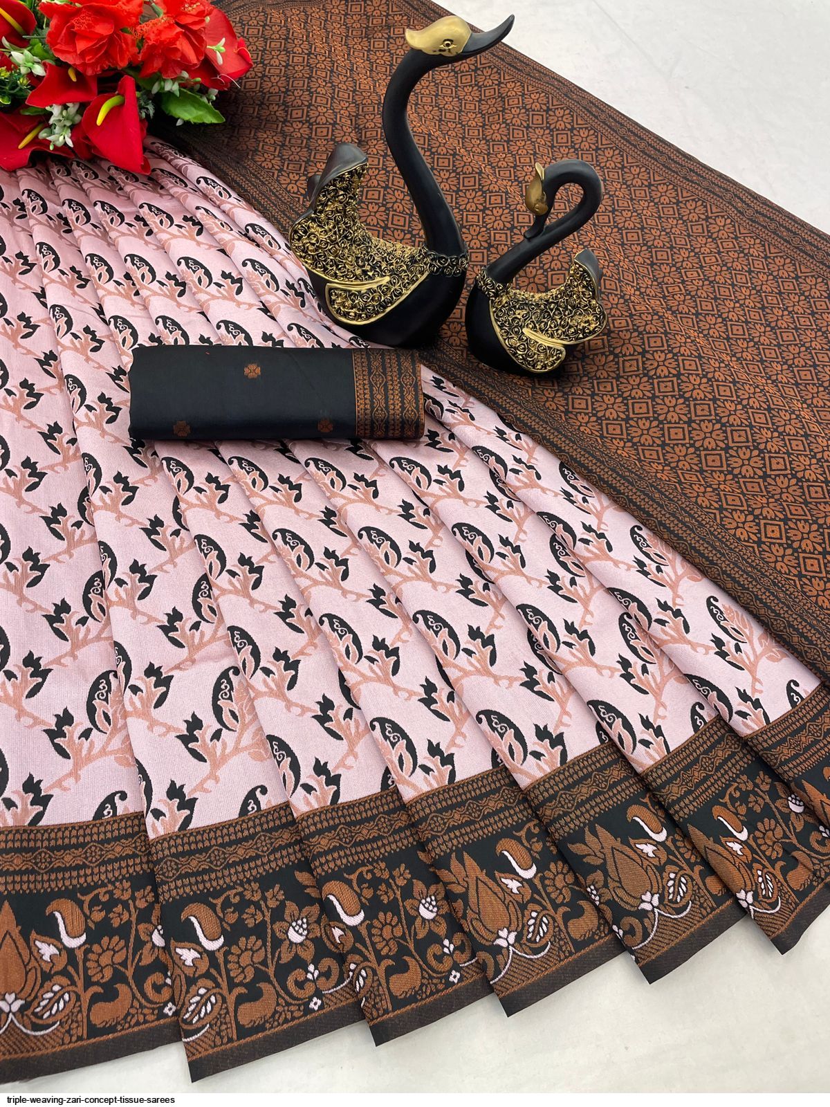 Triple Weaving Zari Concept Tissue Sarees