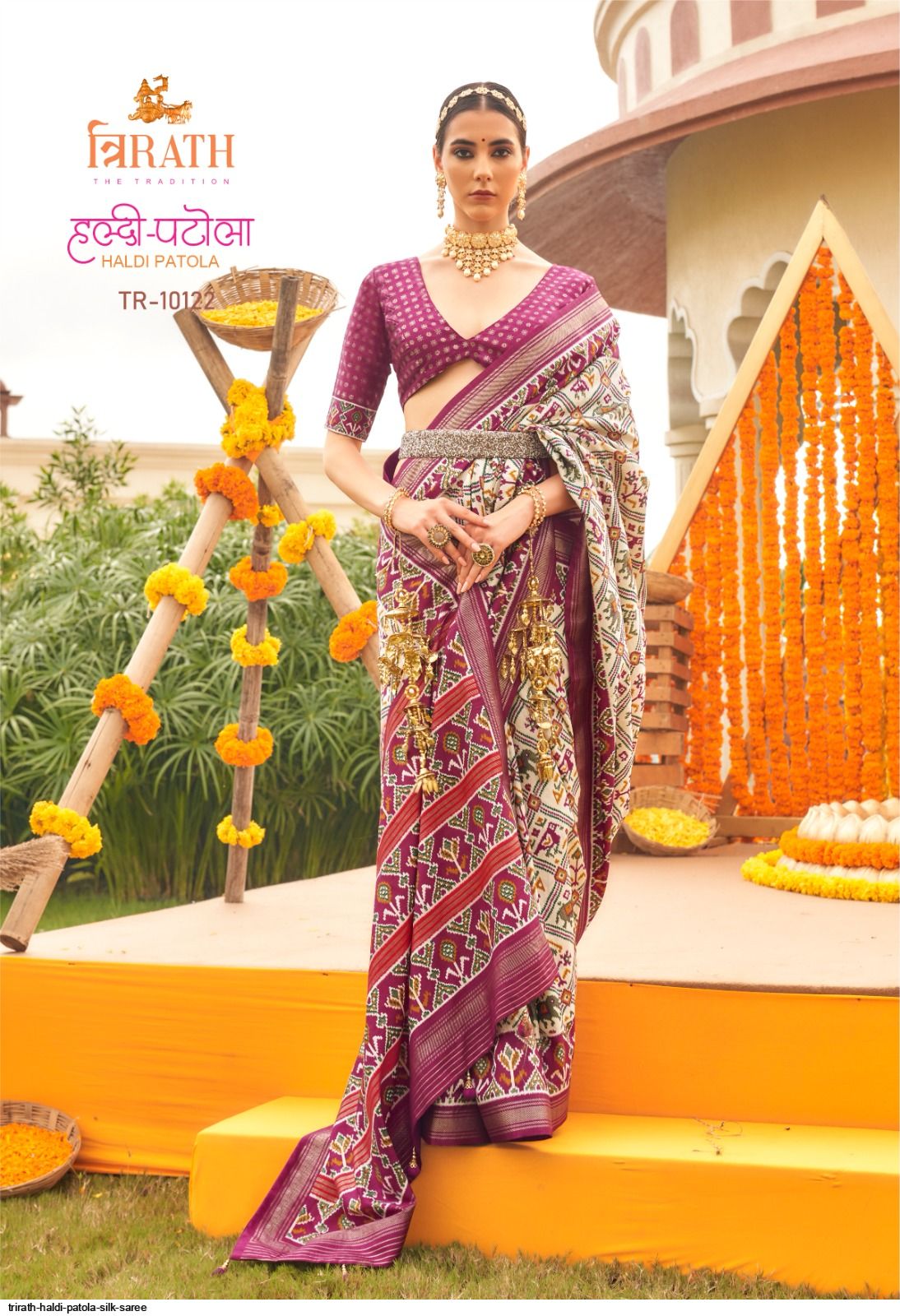 TRIRATH Haldi Patola Silk saree