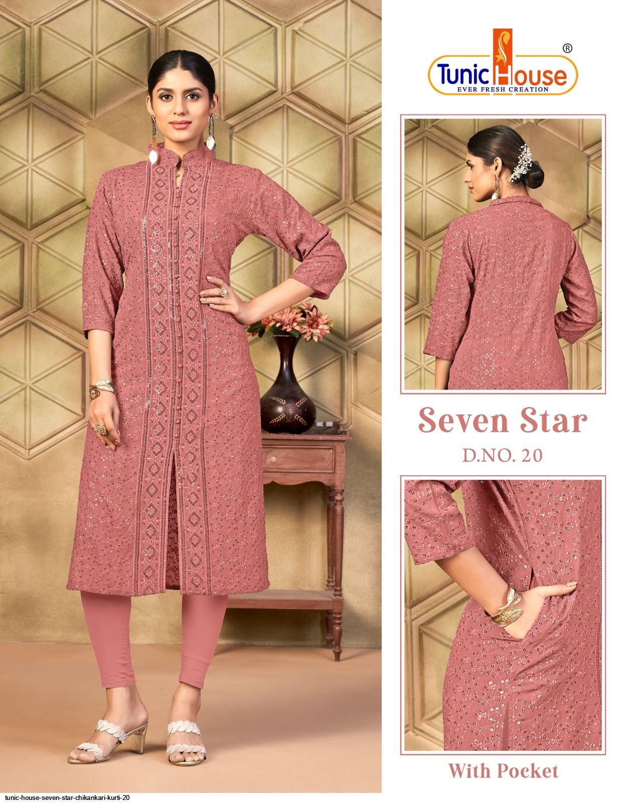 TUNIC HOUSE SEVEN STAR CHIKANKARI KURTI 20
