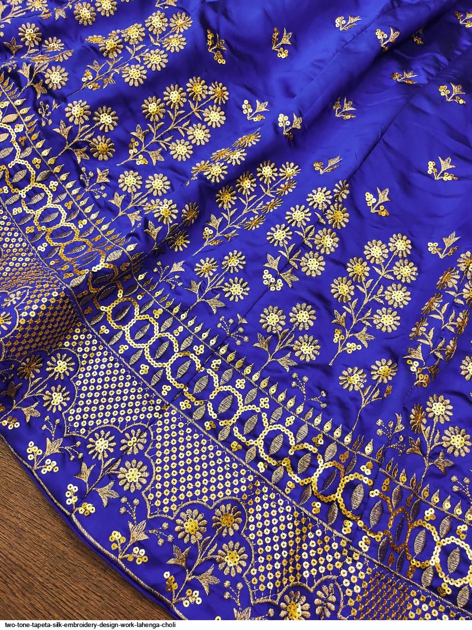 TWO TONE TAPETA SILK EMBROIDERY DESIGN WORK LAHENGA CHOLI