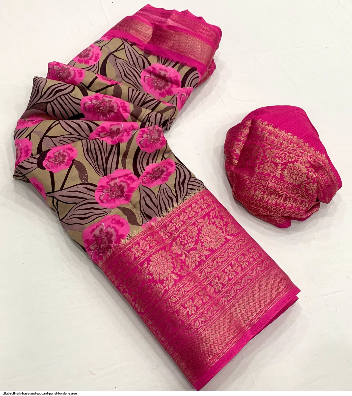 Ulfat Soft Silk Base And Jaquard PANEL BORDER SAREE