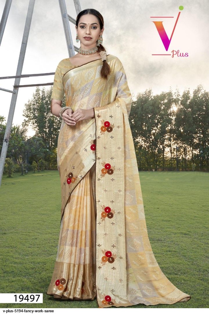 V PLUS 5194 FANCY WORK SAREE