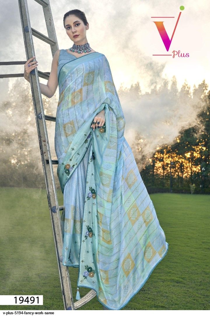 V PLUS 5194 FANCY WORK SAREE