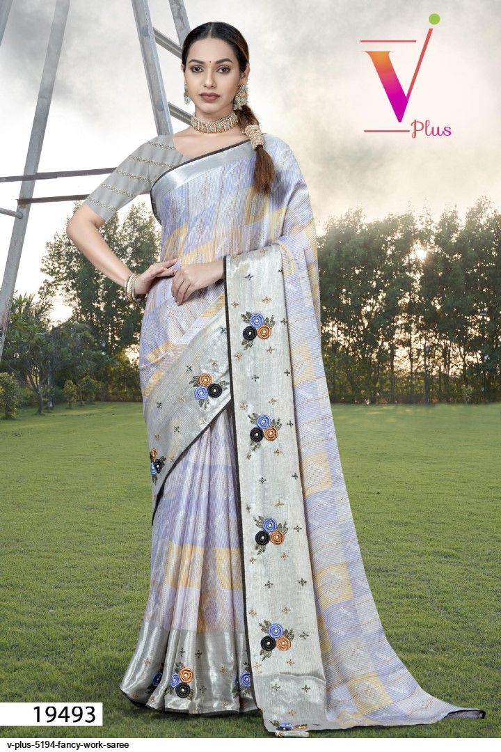 V PLUS 5194 FANCY WORK SAREE