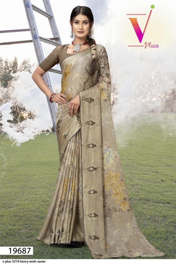 V PLUS 5216 FANCY WORK SAREE