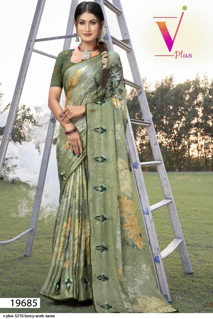 V PLUS 5216 FANCY WORK SAREE