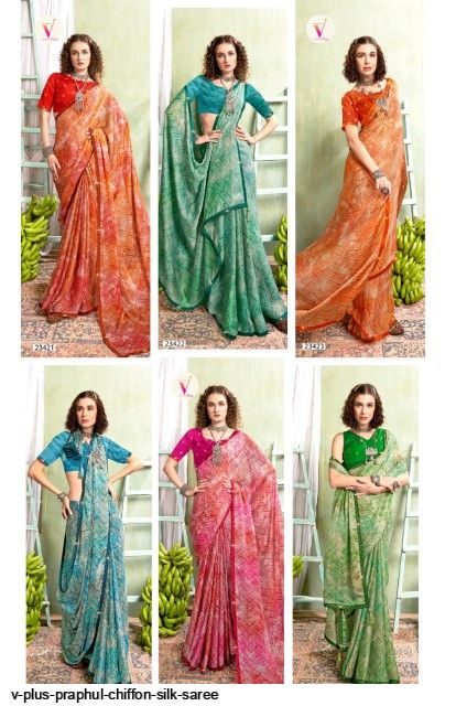V plus Praphul CHIFFON SILK SAREE