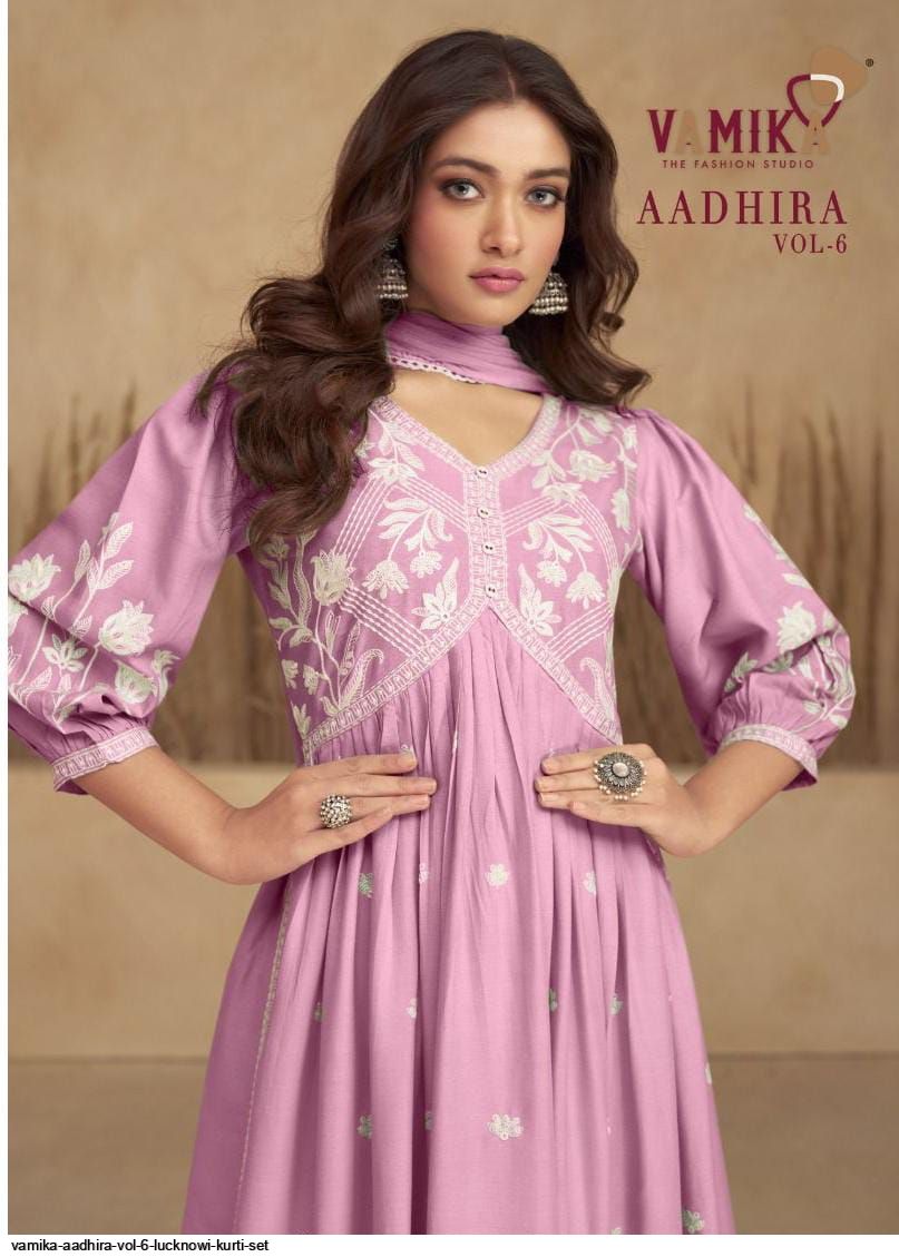 VAMIKA AADHIRA Vol 6 LUCKNOWI KURTI SET