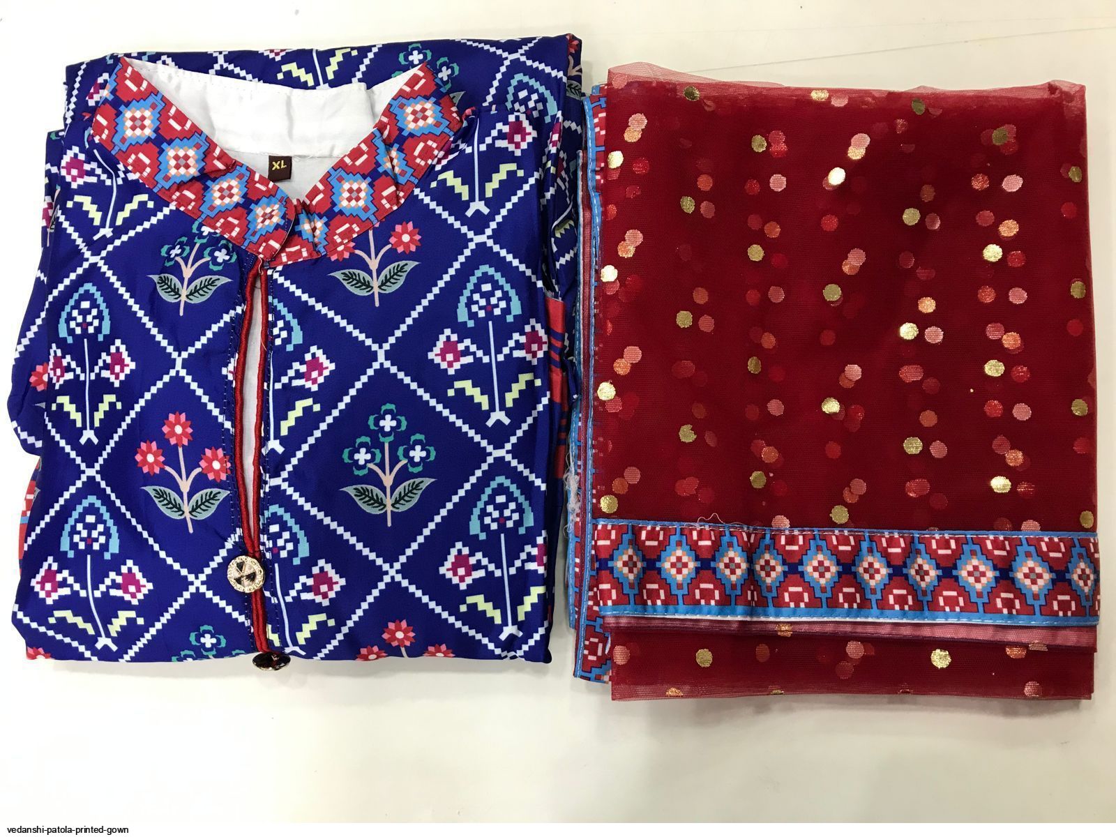 Vedanshi patola printed GOWN