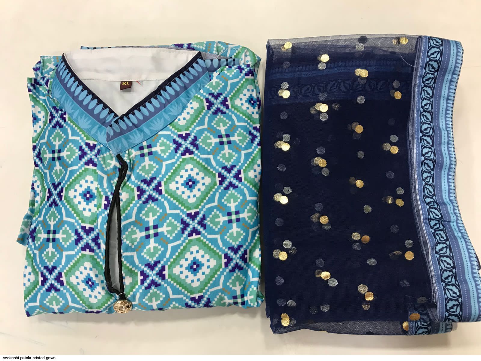 Vedanshi patola printed GOWN