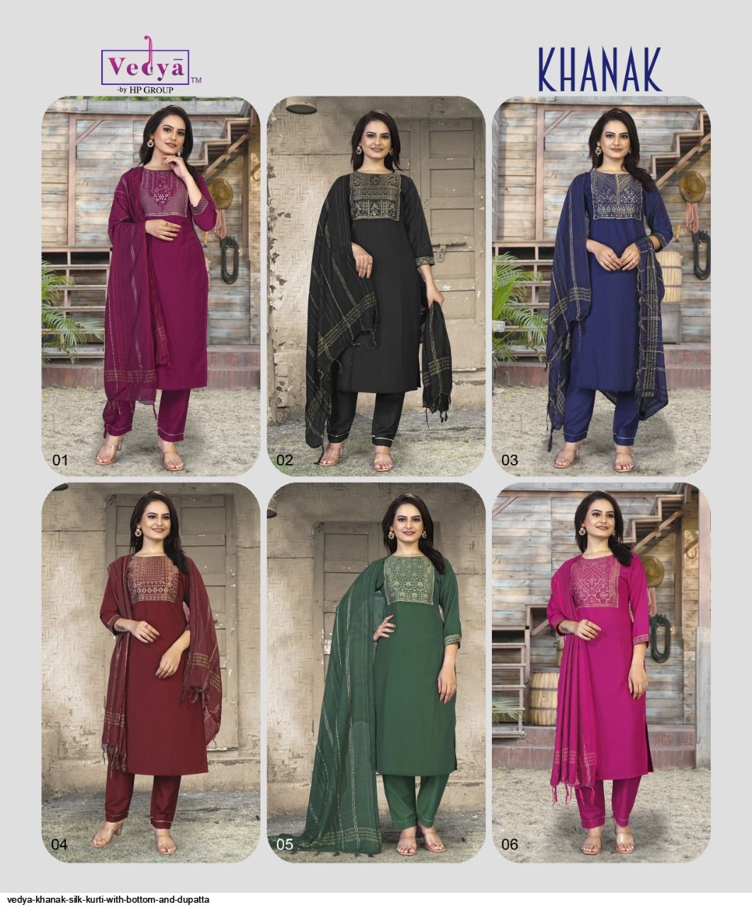 vedya KHANAK Silk kurti with bottom and dupatta