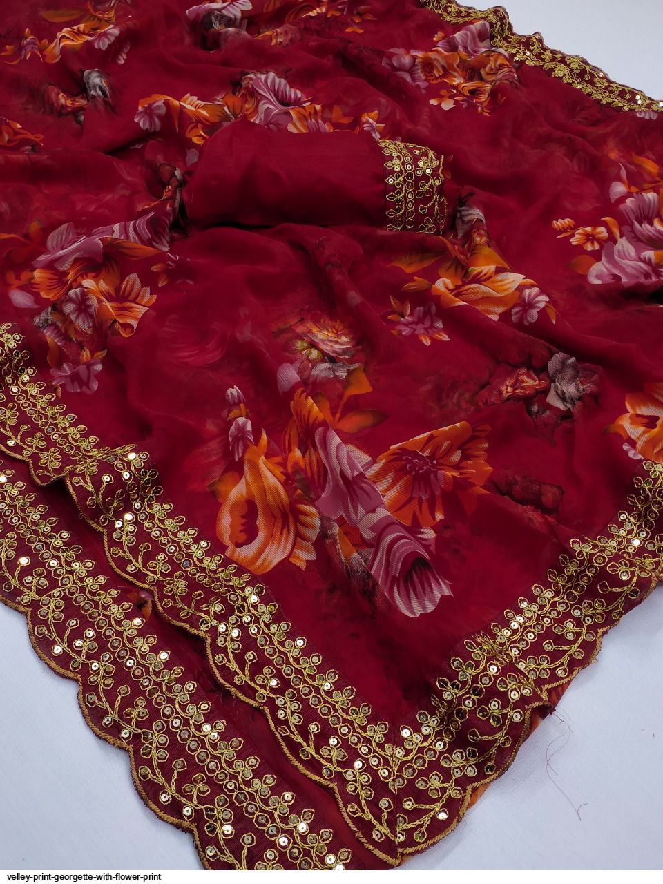 VELLEY PRINT GEORGETTE WITH FLOWER PRINT