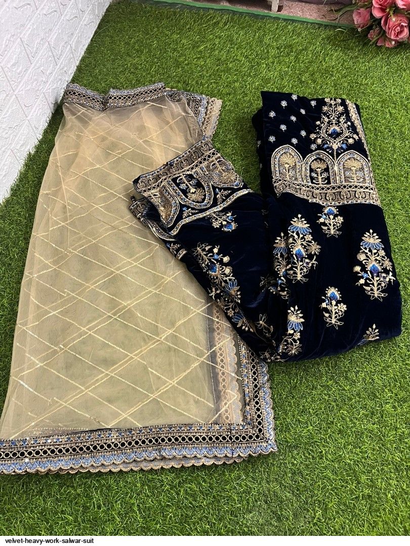 Velvet heavy work salwar suit
