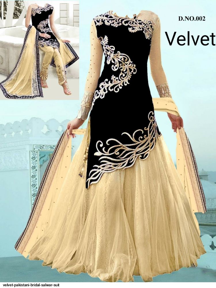Velvet Pakistani bridal salwar suit