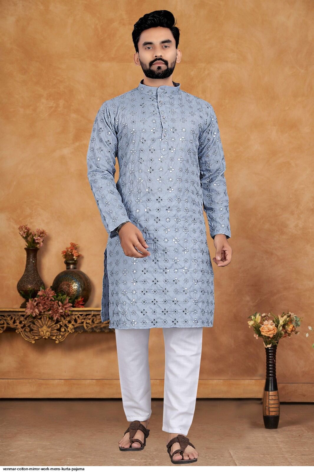 venmar-cotton-mirror-work-mens-kurta-pajama