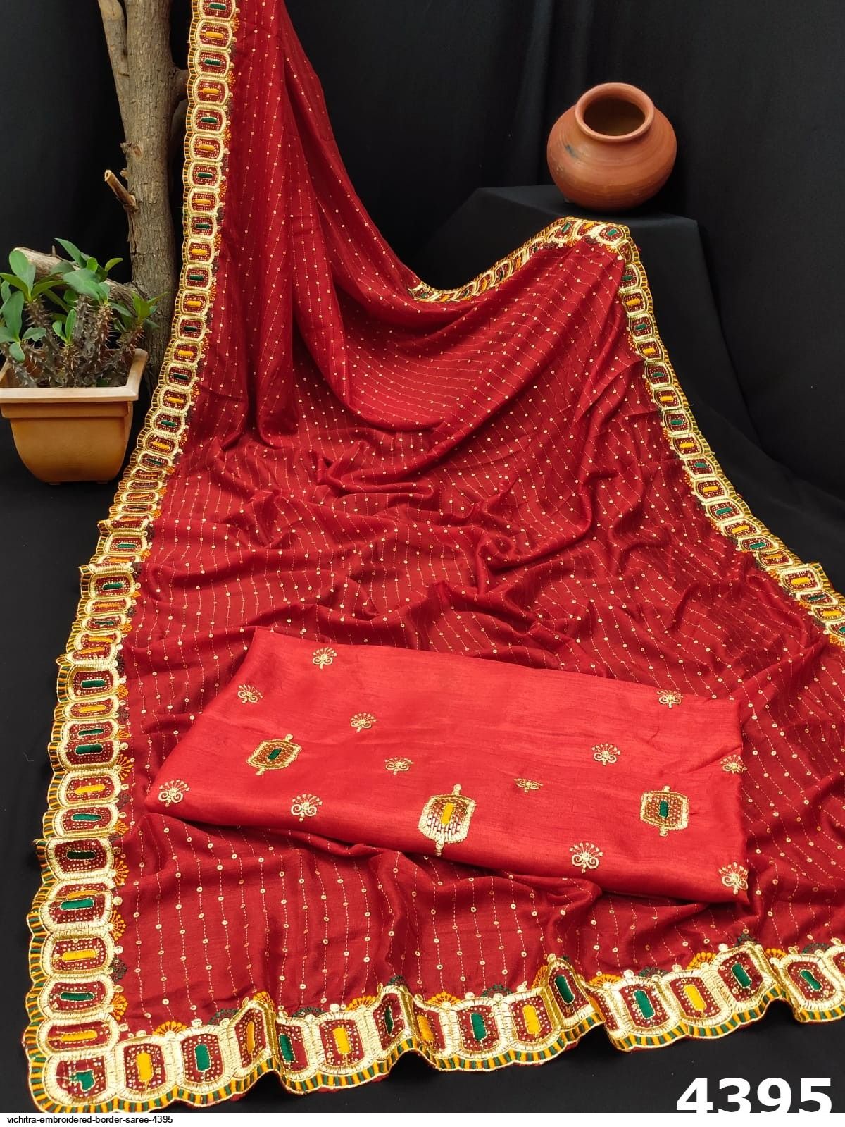 Vichitra Embroidered BORDER SAREE 4395