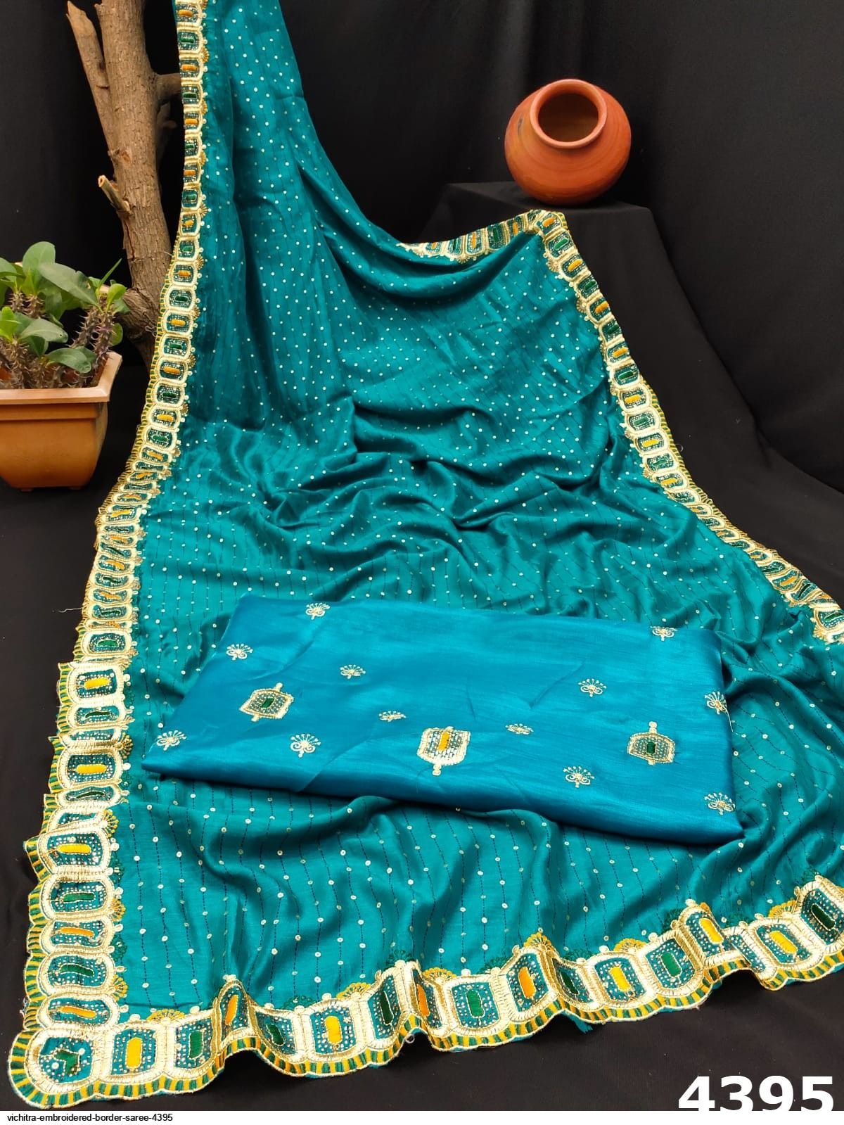 Vichitra Embroidered BORDER SAREE 4395