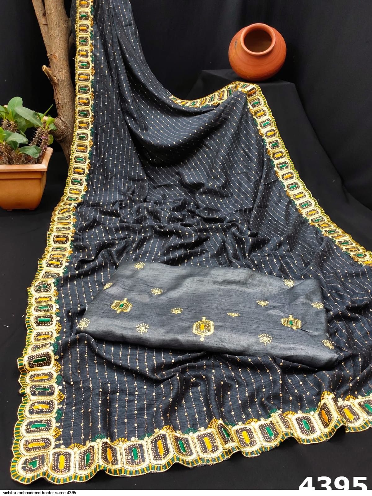 Vichitra Embroidered BORDER SAREE 4395