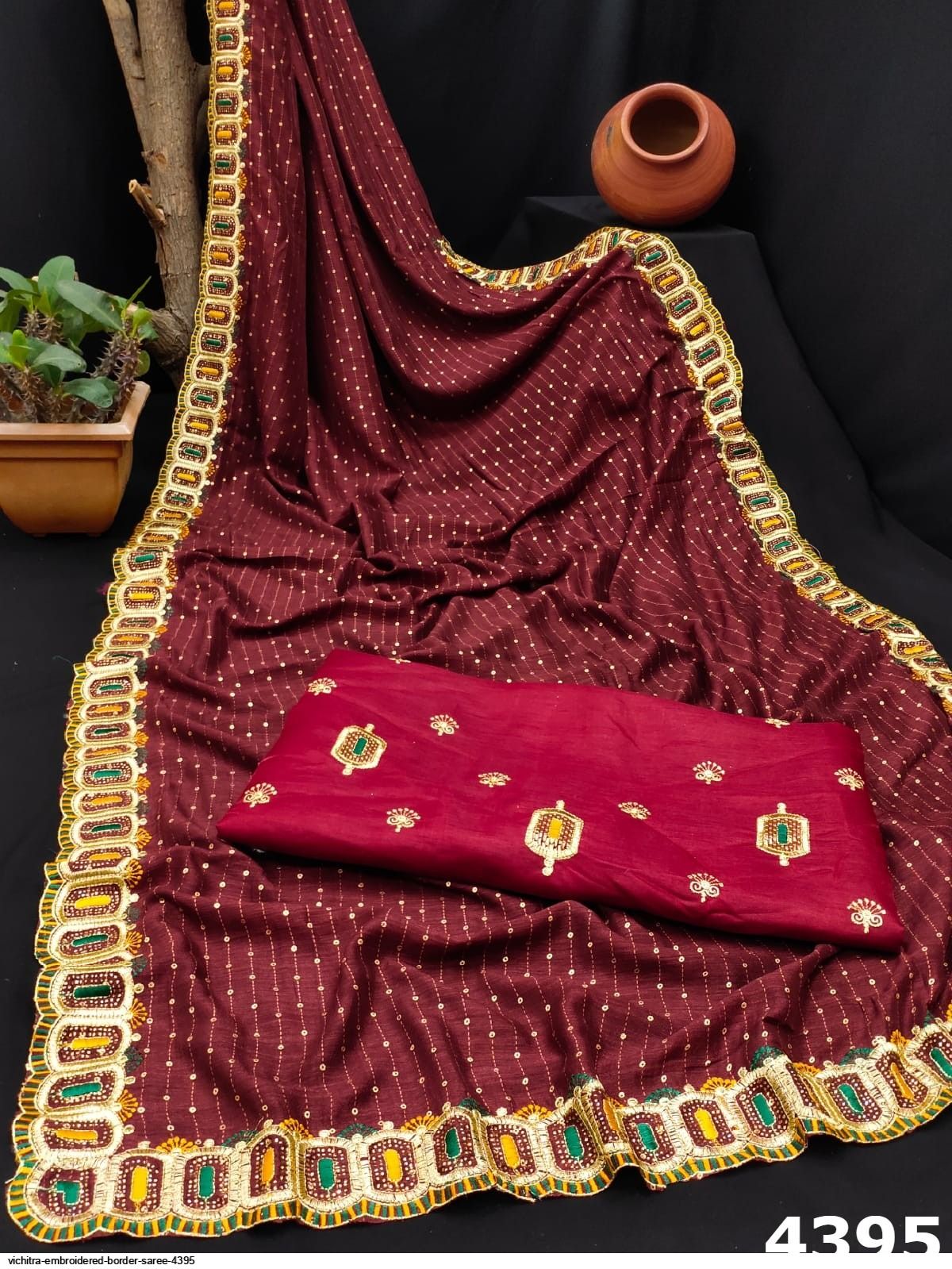 Vichitra Embroidered BORDER SAREE 4395