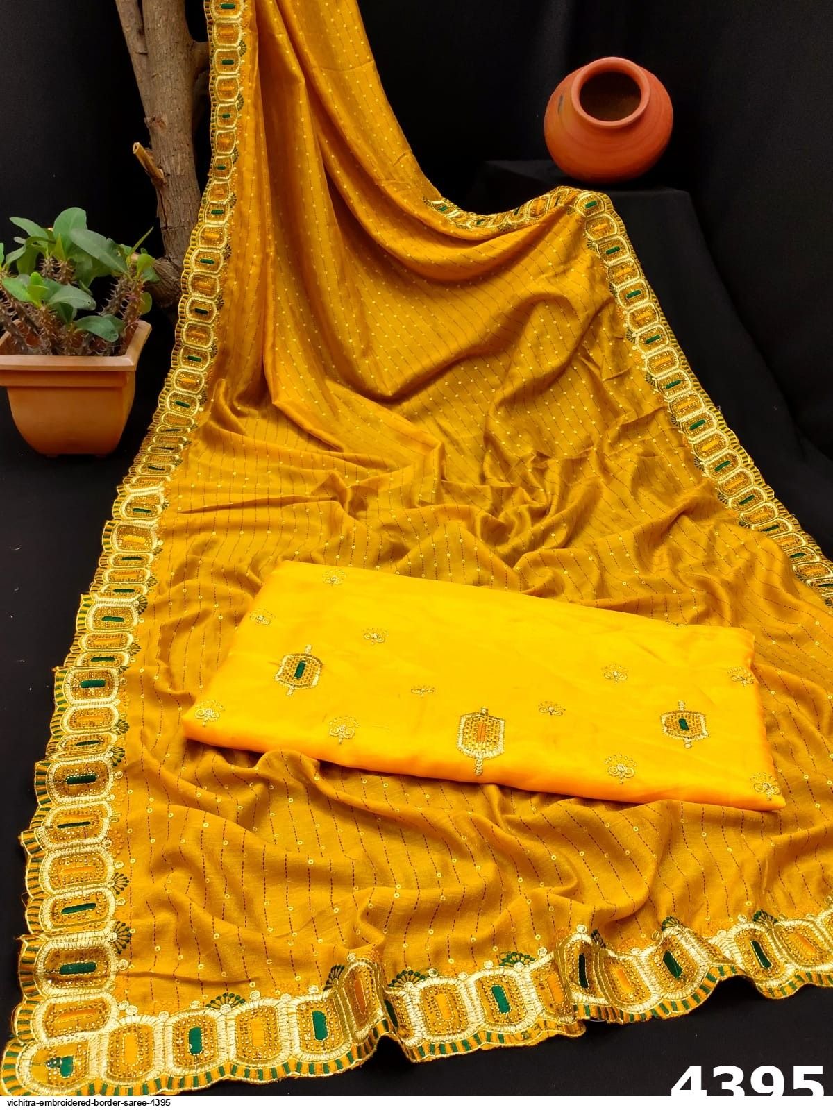Vichitra Embroidered BORDER SAREE 4395