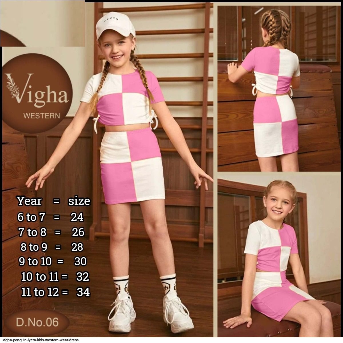 Vigha Penguin lycra kids western wear dress