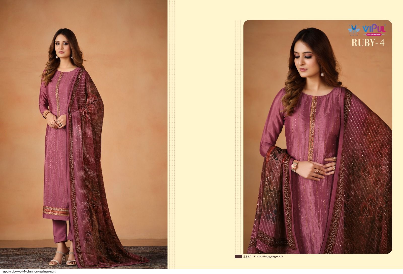 VIPUL RUBY VOL 4 CHINNON SALWAR SUIT