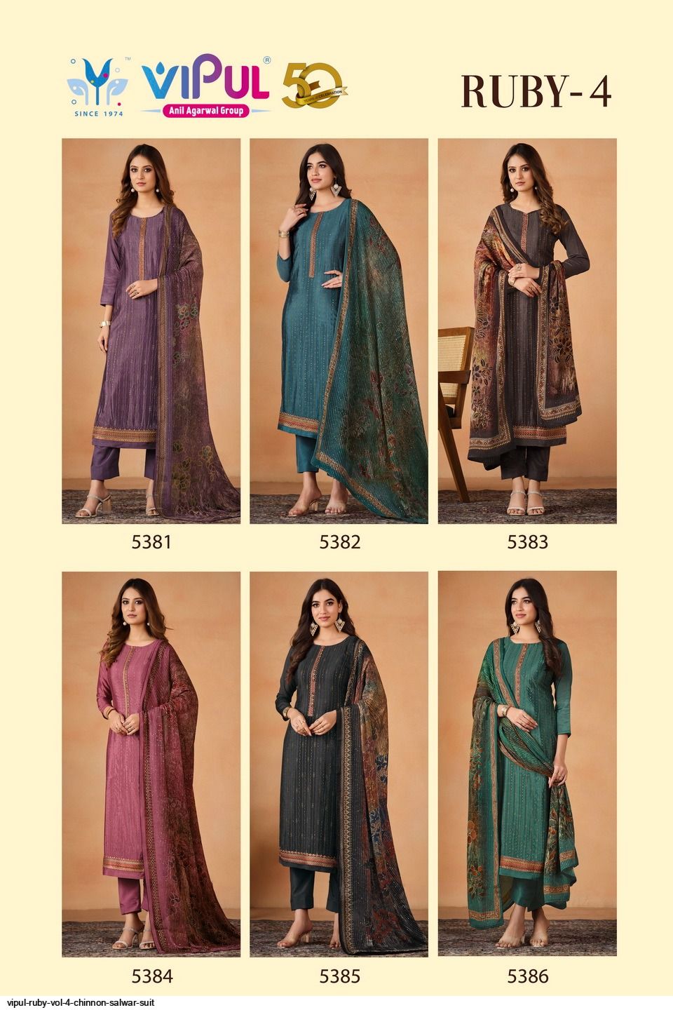 VIPUL RUBY VOL 4 CHINNON SALWAR SUIT