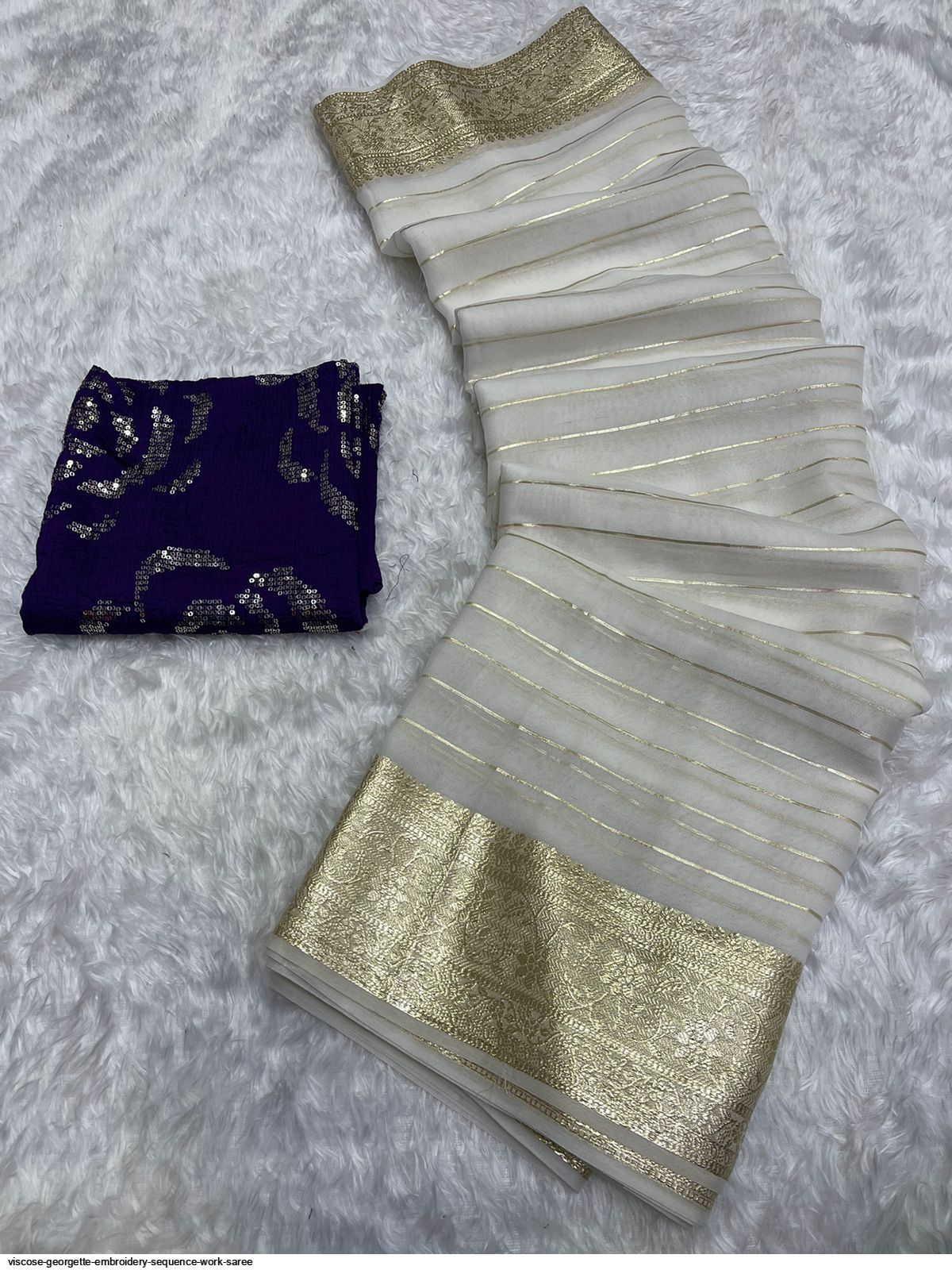 VISCOSE GEORGETTE EMBROIDERY SEQUENCE WORK SAREE