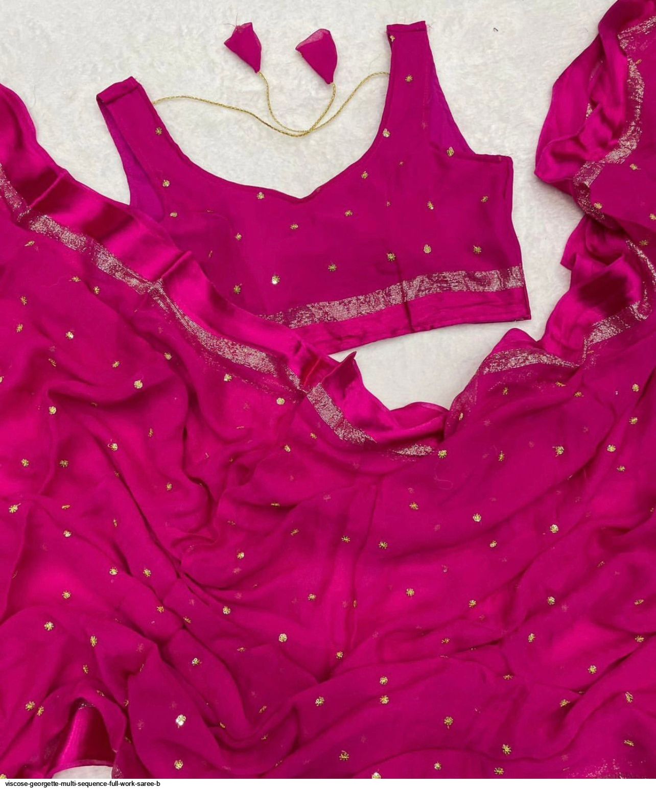 Viscose Georgette Multi Sequence Full Work Saree B