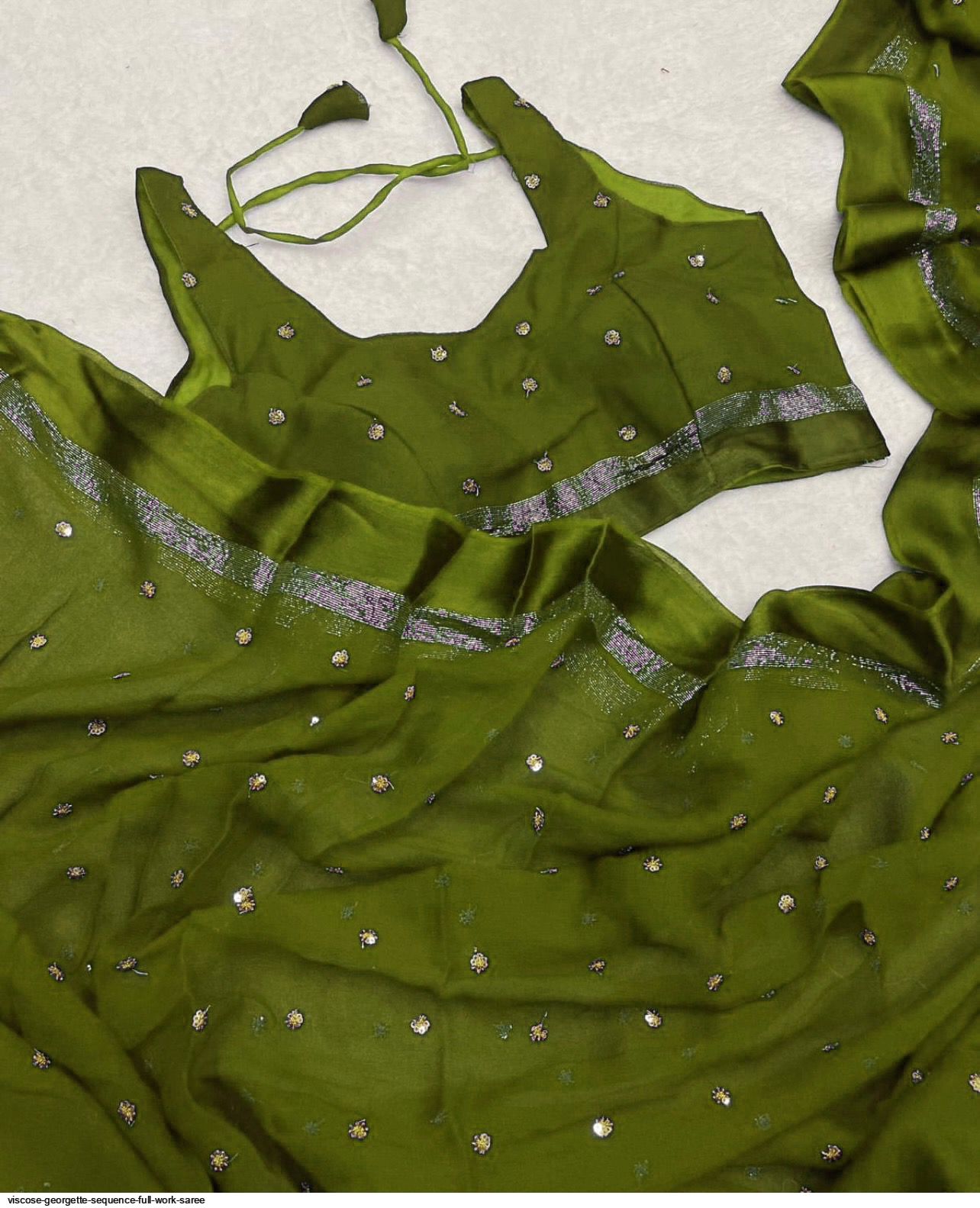 Viscose Georgette Sequence Full Work Saree