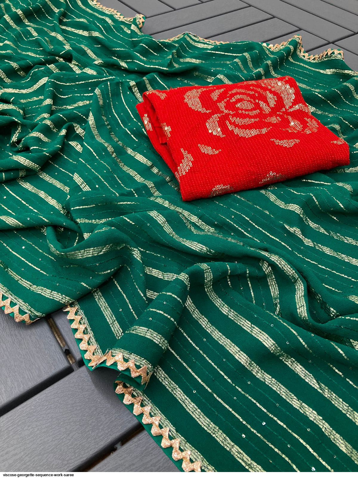 VISCOSE GEORGETTE SEQUENCE WORK SAREE