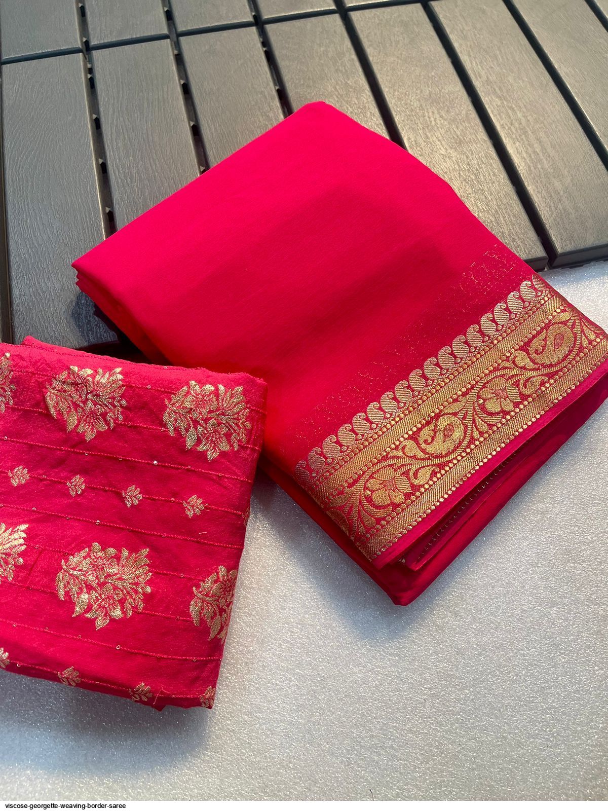 Viscose Georgette Weaving Border Saree