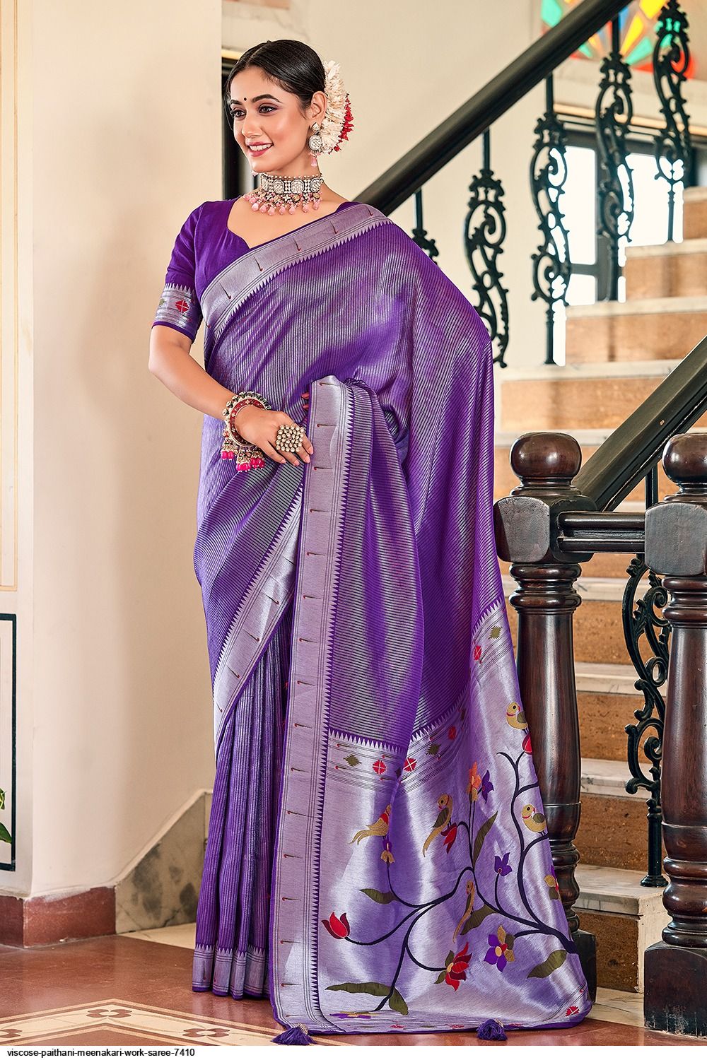 Viscose Paithani Meenakari WORK SAREE 7410
