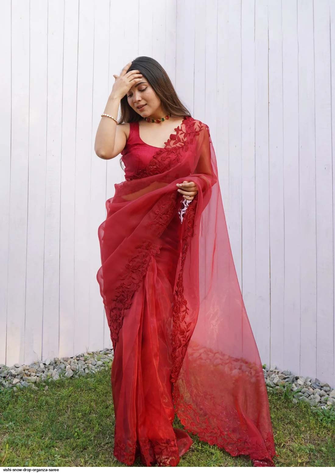 VISHI SNOW DROP organza saree