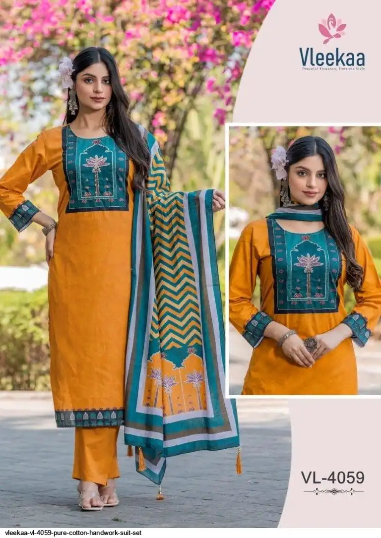 Vleekaa VL Pure Cotton Handwork Suit Wholesale