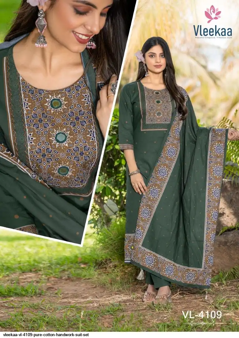 Vleekaa VL Pure Cotton Handwork Suit Wholesale
