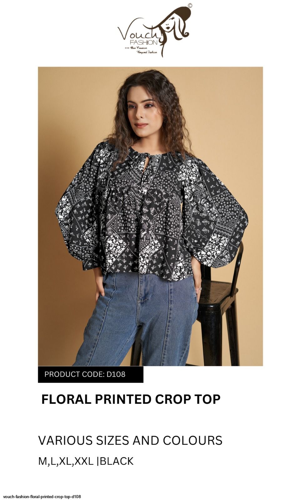 VOUCH FASHION FLORAL PRINTED CROP TOP D108